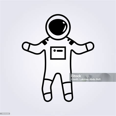간단한 떠 다니는 우주 비행사 라인 일러스트 레이 션 벡터 아이콘 기호 기호 인쇄를위한 템플릿 디자인 그래픽 의류 티셔츠 모자