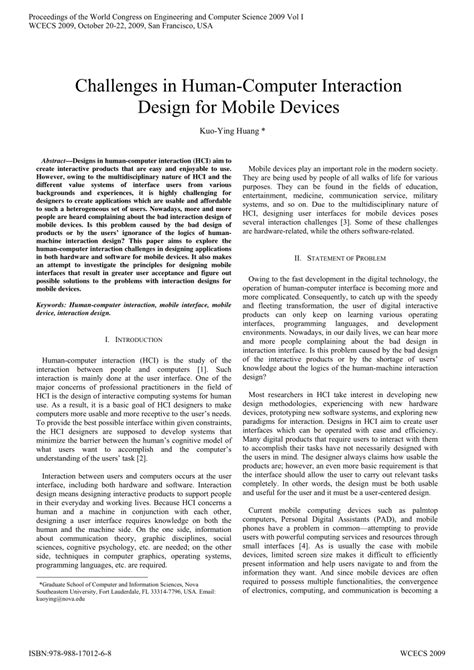 PDF The Challenge Of Mobile Devices For Human Computer Interaction