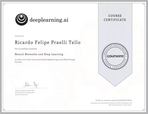 Neural Networks And Deep Learning 2017 Certificate Ppt