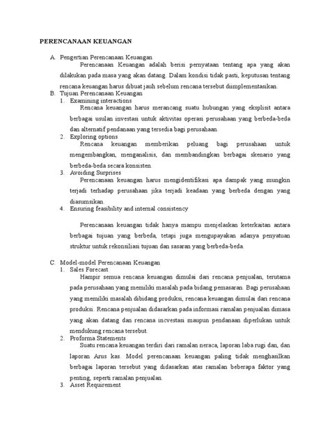 Panduan Perencanaan Keuangan Bisnis Pdf Pengelolaan Keuangan And Uang