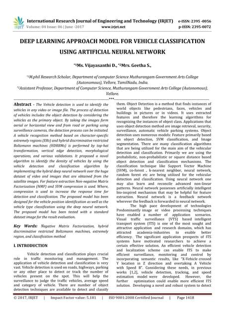 Deep Learning Approach Model For Vehicle Classification Using