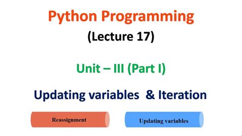 Python Programming Jntua Unit 3 Updating Variables Lecture 17