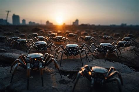 Premium Photo Thousands Of Nanite Robot Spiders
