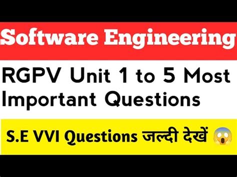 RGPV Software Engineering Important Questions Software Engineering VVI Topics YouTube