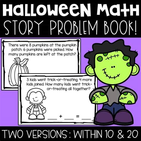 Halloween Math Story Problems Addition And Subtraction Word Problem Book
