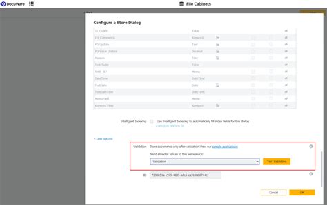 how do you setup a store dialog to use validations · docuware support