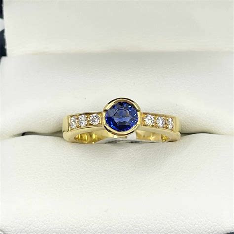 Natural Sapphire And Diamond Bezel Set Ring Jonathan K And Co Fine