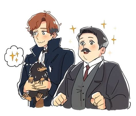 Newt and Jacob Anime de harry potter Bestias fantásticas Animales fantasticos