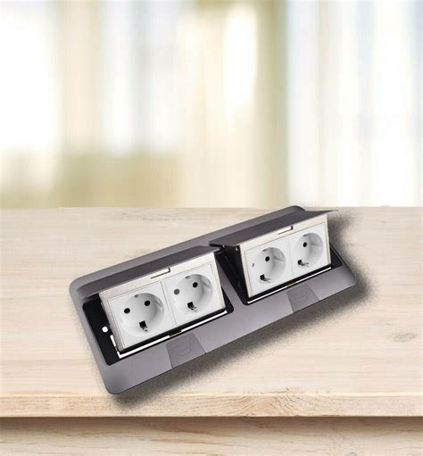 Выдвижная встраиваемая розетка в пол 4 розетки Серый купить по низкой цене в интернет