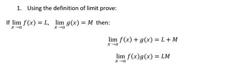 Solved Using The Definition Of Limit Prove Chegg Com