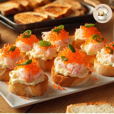Yummy Recipe Crab And Tobiko Toast Bites Recipe Card Printable Digital