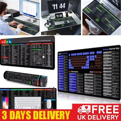 Quick Key Excel Shortcuts Cheat Sheet Office Large Mouse Pads Keyboard Mats Desk £9 92 Picclick Uk