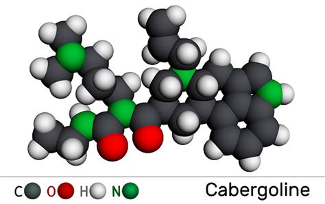 카베르골린 분자 그것은 약물 Ergot 유도체 도파민 수용체 프롤락틴 억제제입니다 분자 모델 3d 렌더링 3차원 형태에 대한 스톡 벡터 아트 및 기타 이미지 Istock