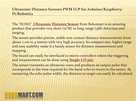 ppt buy ultrasonic distance sensor for arduino robomart india