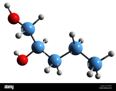 3d Image Of Pentylene Glycol Skeletal Formula Molecular Chemical Structure Of Methylethylene