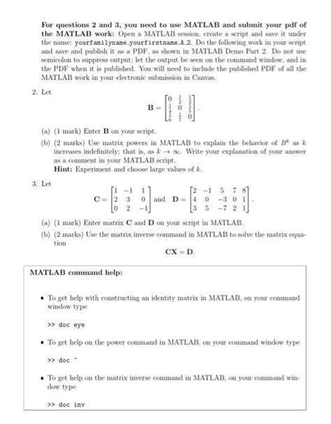 Solved For Questions 2 And 3 You Need To Use Matlab And