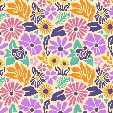 Free Vector Hand Drawn Groovy Flower Pattern