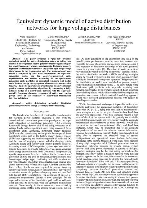Pdf Equivalent Dynamic Model Of Active Distribution Networks For