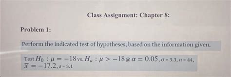 Solved Class Assignment Chapter 8 Problem 1 Perform The