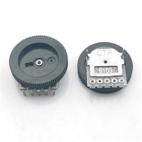 B103 10k Ohm 5 Pins Dial Wheel Potentiometer Audio Stereo Volume Gear Switch Control For Radio