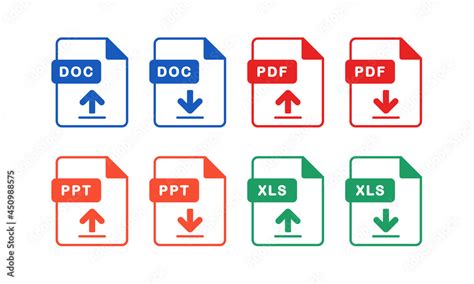 Set Of Document File Type Format And Extension Of Documents Pdf Doc