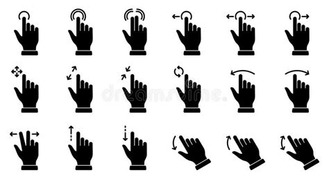 Gesture Slide Left And Right Black Pictogram Hand Finger Touch Swipe And Drag Silhouette Icon