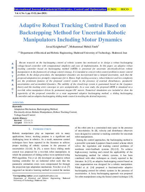 pdf adaptive robust tracking control based on backstepping method for