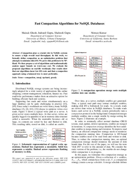 Pdf Fast Compaction Algorithms For Nosql Databases