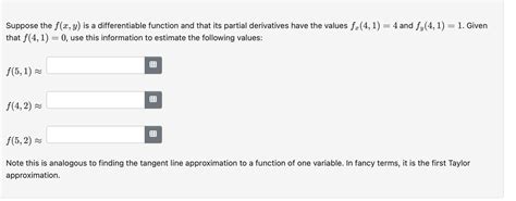 Solved Suppose The F X Y Is A Differentiable Function And Chegg