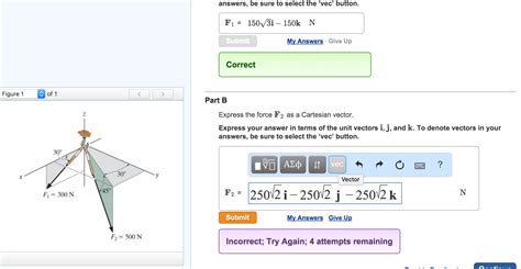 Solved Express The Force F2 As A Cartesian Vector Express