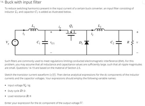 Solved Buck With Input Filter To Reduce Switching Chegg Com