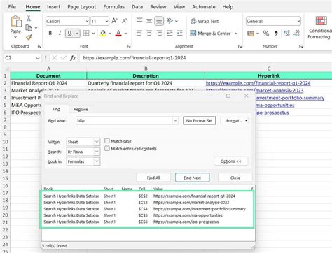 Search Excel For Hyperlinks Downloadable Template