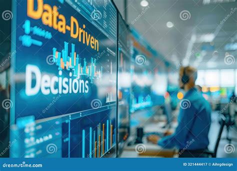 Data Driven Decisions In A Modern Control Room Stock Illustration Illustration Of Worker