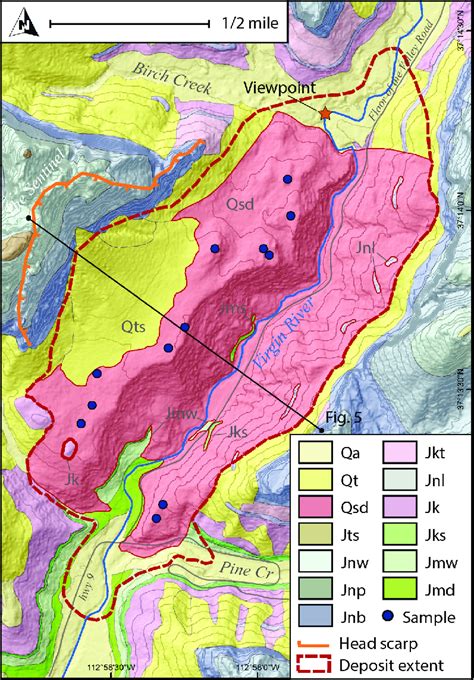 Geologic Map Of The Sentinel Slide And Surrounding Area Modified From