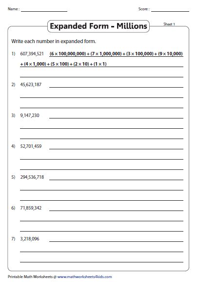 Standard And Expanded Product Form Place Value Worksheets