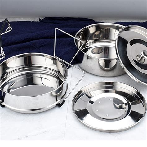 Two Tier Stackable Steamer Insert Pans Stainless S Grandado