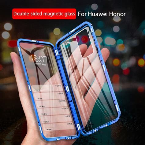 Buy Magnetic Metal Double Side Glass Case For Huawei P50 P30 P20 P40