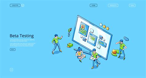 Beta Testing Isometric Landing Software Test 14032171 Vector Art At Vecteezy