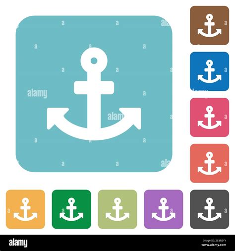 flat anchor icons on rounded square color backgrounds stock vector