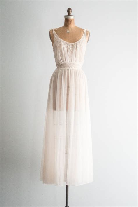 1960s Sheer Nude Slip Gown Sm In 2024 Vintage Dresses Antique