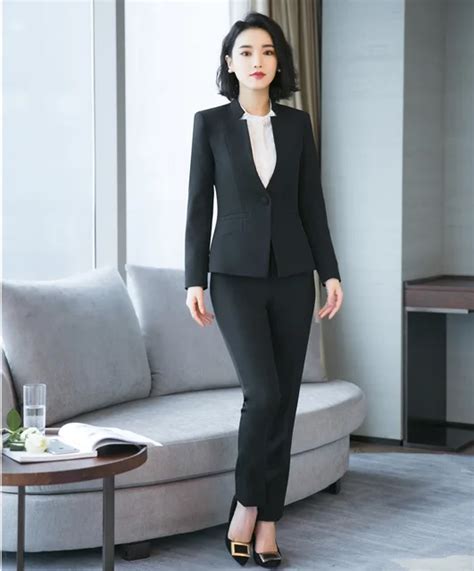 Buy Ladies Navy Blue Blazer Women Business Suits Formal Office Suits Work Wear