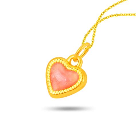 Rosy Heart 999 Pure Gold Pendant Sk Jewellery