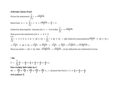Hw1 Solutions Arithmetic Series Proof