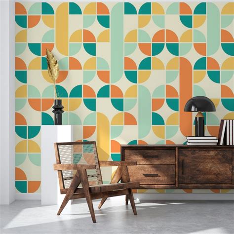 Mid Century Modern Geometric Wallpaper Happywall