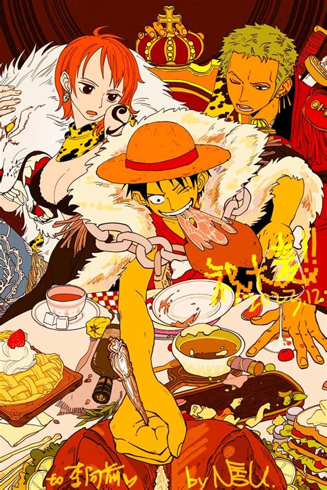 Nami Monkey D Luffy And Roronoa Zoro One Piece Drawn By