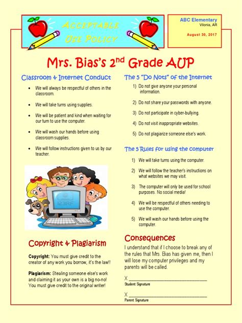 My Classroom Aup Pdf Plagiarism Communication