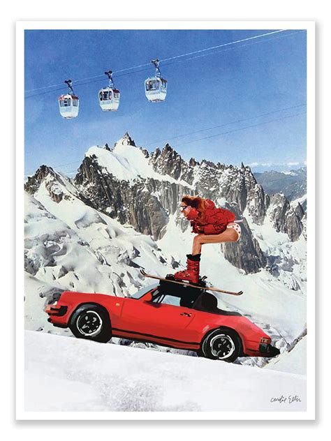 Red Ski Lift Art Print Caroline Ellis Art