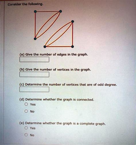 solved conslder the followng a give the number of edges in the graph b give the number of