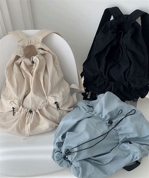 빠른배송🚀 나일론 포켓 백팩 스트링 복조리 슬링백 보부상 가방 노트북가방 짐색 슬링백 휴가룩 여행가방 여름가방 가을가방 Hh025 에이블리