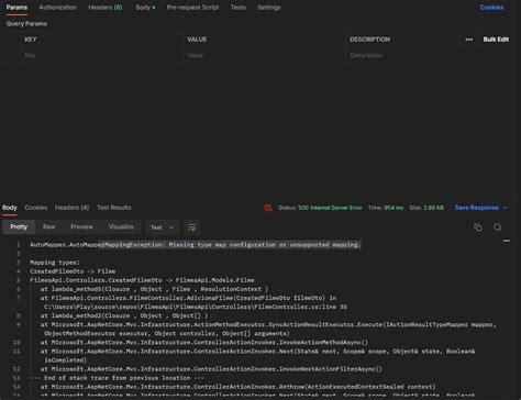 [bug] erro ao executar envio no postman 6 criando uma web api